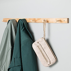 iDesign 91528 Wood Wall Mount 6-Peg Coat Rack for Coats, Leashes, Hats, Robes, Towels, Jackets, Purses, Bedroom, Closet, Entryway, Mudroom, Kitchen, Office, 32.3" x 2.8" x 1.5", Natural Wood