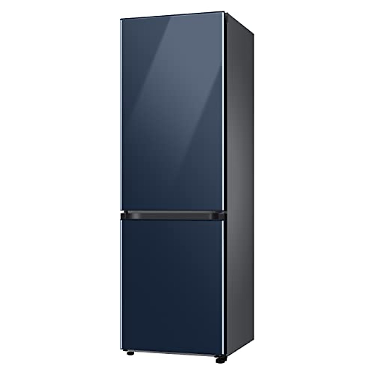 SAMSUNG 12.0 Cu Ft BESPOKE Compact Refrigerator w/ Bottom Freezer, Flexible Slim Design for Small Spaces, Even Cooling, Reversible Door, LED Lighting, Energy Star Certified, RB12A300641/AA, Navy Glass