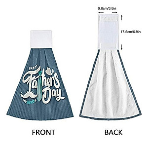 KOCOART My Hero Dad Kitchen Hand Towels Happy Fathers Day Hanging Towel Dishcloths with Loop 2PCS, Soft Super Absorbent Fingertip Towel for Bathroom Washroom Guestroom Hotel 12x17 in