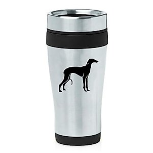 16oz Insulated Stainless Steel Travel Mug Coffee Mug Tumbler Greyhound (Black)