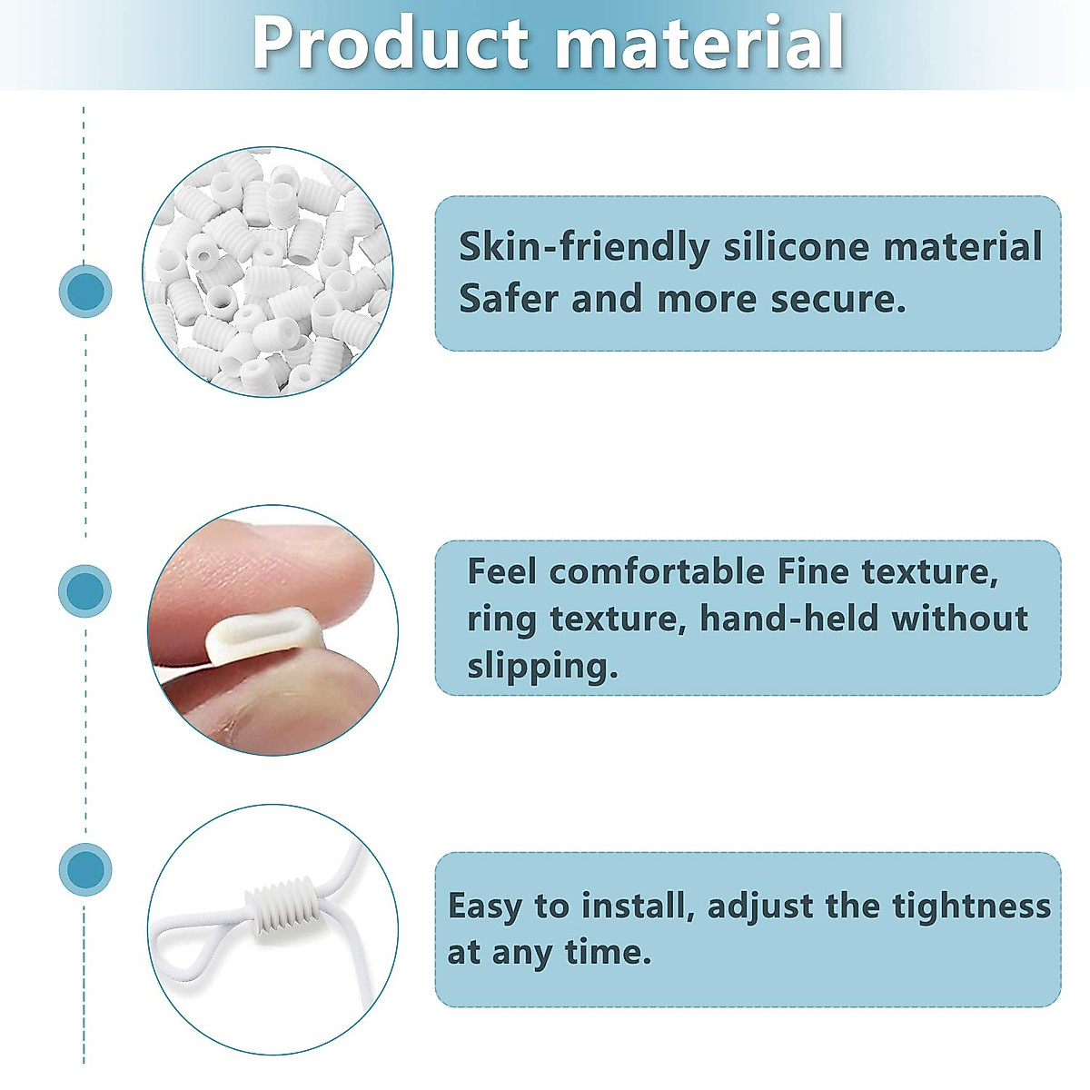 OCEANTREE Cord Locks for Mask, Elastic Adjuster Silicone Cord Stopper No Slip Earloop Toggles for Drawstring Buckle Clasp