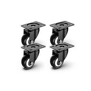 Casters Swivel casters Heavy Duty 1.5Inch Dia Black Polyurethane Swivel Castor Wheels Trolley Furniture Caster Pack of 4 casters Wheels Workbench
