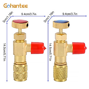 gohantee R12 R410 Refrigerant Charging Valve, R12 R22-1/4“ Male to 1/4” Female, R410-1/4" Male to 5/16" Female, Safety Adapter Flow Control Ball Valve for R12 R22 R410 Air Conditioner Manifold