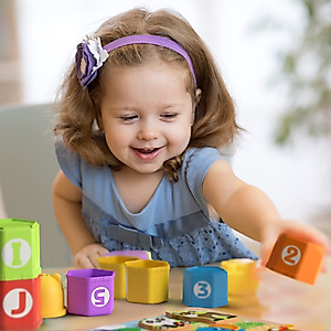 CoolToys Stack n' Sort Baby Toddler Learning Toys, 3 Developmental Educational Game Set, Nesting & Stacking Cups, Shape & Color Sorting Stackable Wooden Pieces, Montessori Wooden Puzzle, Jungle Theme