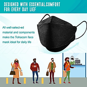 Tohacom 50/100 Pack KF94 Face_Covers, Color Màsk，Black Màsk，4-Layer Màsk outdoor Daily Use