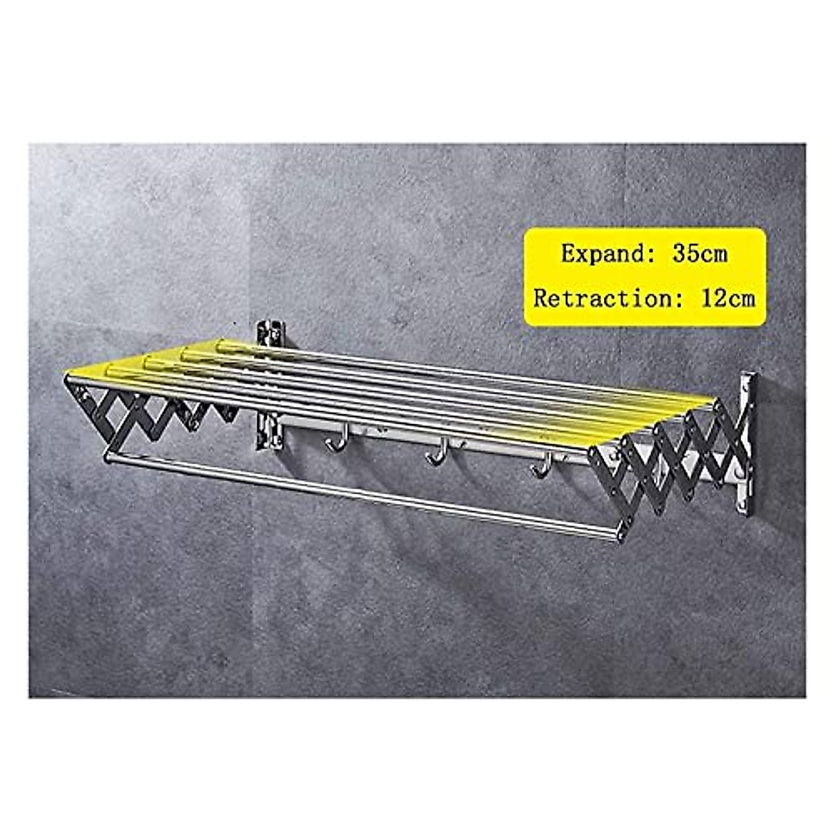 XMCX Clothes Drying Rack Wall Mounted Folding Collapsible Stainless Airer Laundry Dryer Hanger with Towel Hooks for Bedroom Bathroom Space Saver Rail Easy Storage (Size : 50cm)