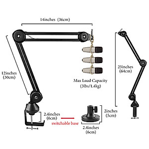 Geekria for Creators Microphone Arm Compatible with AKG Lyra Ultra-HD, P120, P220, C214 Mic Boom Arm Mount Adapter with Tabletop Flange Mount, Suspension Stand, Mic Scissor Arm, Desk Mount Holder