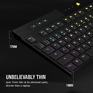 Corsair K100 AIR Wireless RGB Mechanical Gaming Keyboard - Ultra-Thin, Sub-1ms Slipstream , Low-Latency Bluetooth, Cherry MX Ultra Low Profile Keyswitches - NA Layout, QWERTY - Black