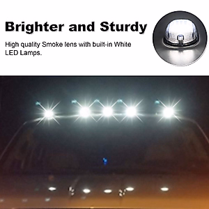 Tresound Cab Roof Top Marker Lights Cover for 2003-2016 Dodge Ram 1500 2500 3500 (Smoked Lens)