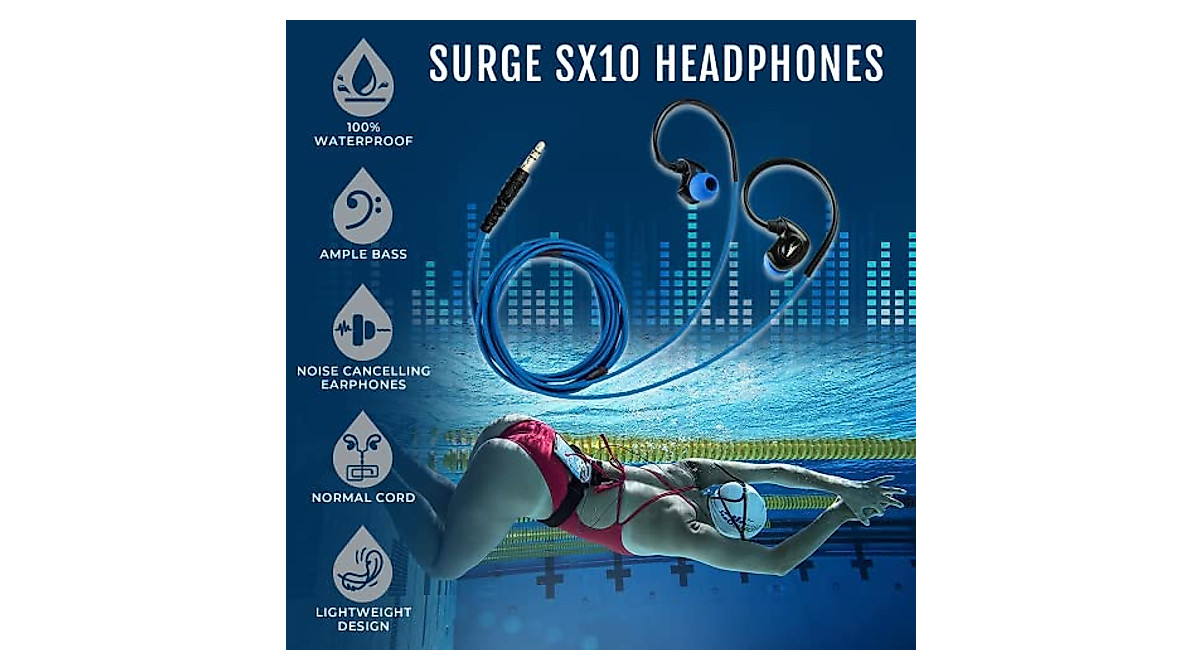 H2O AUDIO Surge SX10 Waterproof Swim Headphones IPX8