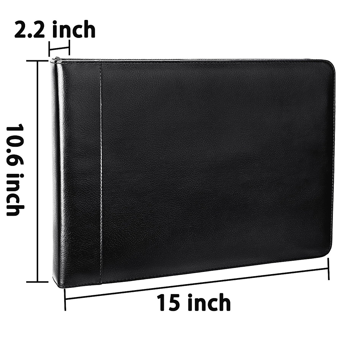 Antner Zippered 7 Ring Business Check Binder Portfolio for 3-Up Business Size Checks, PU Leather 7 Ring Checkbook Binder 600 Checks Capacity for 9 × 13 Inch Sheets, Built-in Storage Organizer, Black