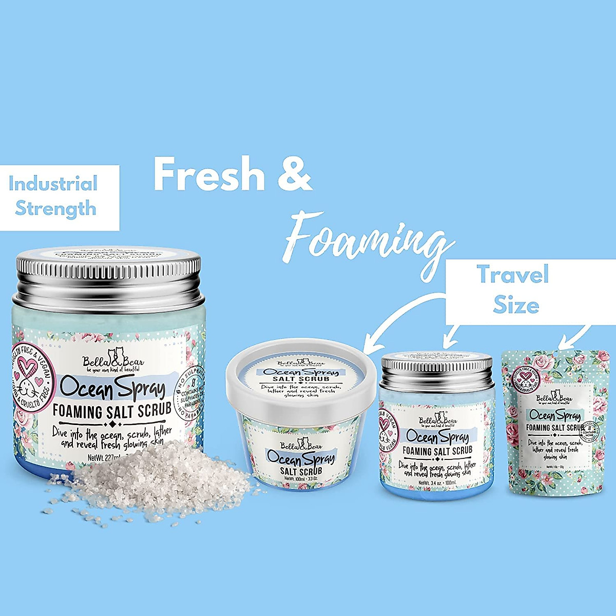 Bella & Bear Ocean Spray Body Scrub - Travel Size - Vegan 3.4oz (3.4 oz) (3.4 oz)