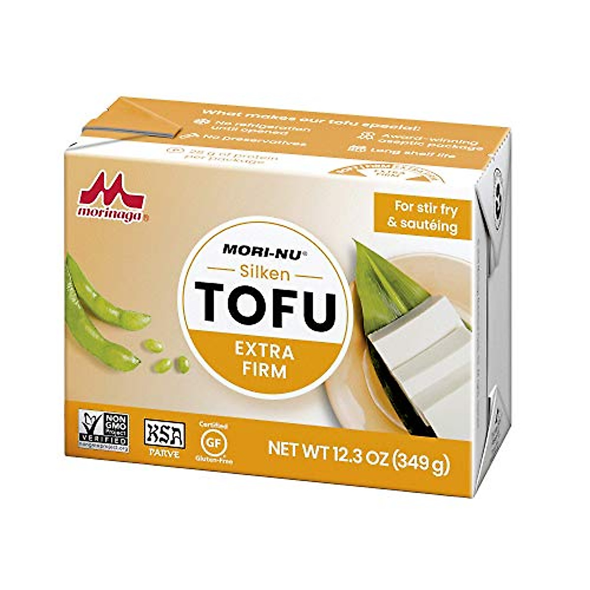 Mori-Nu Silken Tofu Extra Firm | Velvety Smooth and Creamy | Low Fat, Gluten-Free, Dairy-Free, Vegan, Made with Non-GMO soybeans, KSA Kosher Parve | Shelf-Stable | Plant protein | 12.3 oz x 12 Packs