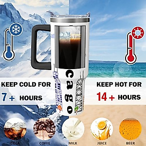 Vehcimbev City Themed Tumbler - 40oz With Hanld Stainless Steel Travel Coffee Mug with Leak Proof Lid - Hot/Cold Drinks,Perfect Chicago Souvenir Gift (Chicago)