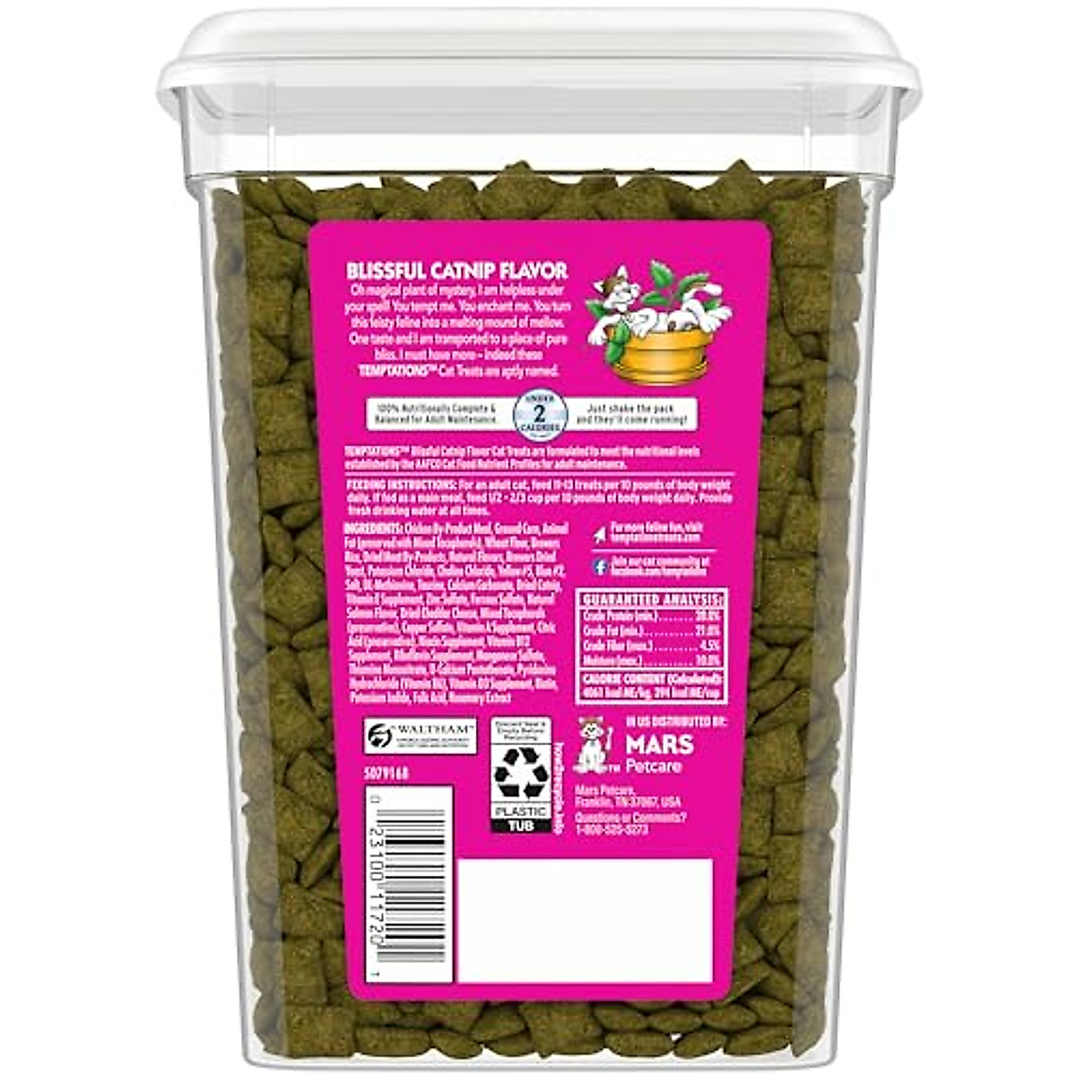 Temptations Classic Crunchy and Soft Cat Treats Blissful Catnip Flavor, 16 Ounce (Pack of 2)