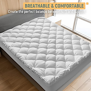 Minoroty Extra Thick Mattress Topper Twin Size, Down Alternative Fill Plush Mattress Pad Cover Topper, Cooling Pillow Top with 8-21Inch Deep Pocket, White