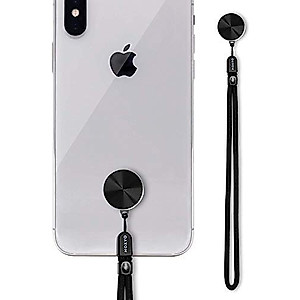 Moxyo - Zigi Band - Universal Cell Phone Lanyard and Wrist Strap, Works with All Smartphones and Tablets Including iPhone and Galaxy & Most Cases (Black Anodized w/Blk Lanyard)