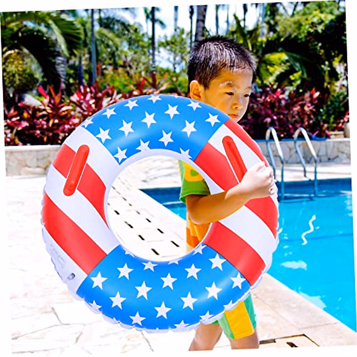 ibasenice 1pc Flag Swimming Ring Inflatable Toys for Kids Toddler Inflatable Pool Summer Toddler Toys Boy Toys Swim Tube Ring Toys Float Water Ring Aquatic Recreation Accessories PVC Beach