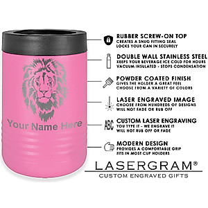 LaserGram Double Wall Insulated Beverage Can Holder, Boxer Woman, Personalized Engraving Included (Standard Can, Pink)