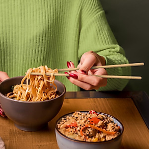 Great Credentials Premium Bamboo Chopsticks Disposable 9 Inch Long Sleeved and Separated 100 Pairs Red