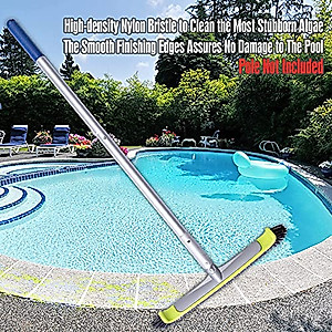 urchindj Pool Brush Heavy Duty, Premium Nylon Bristle Pool Brushes for Cleaning Pool Walls & Steps, Professional Pool Brush Head for Inground Pools with Integrated Aluminum Structure of Handle & Back