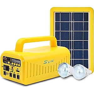 Portable Power Station - Soyond Battery Generator with Solar Generator (Solar Panel Included) 8000mAh Battery 2 LED Bulbs Fm Radio for Outdoors Camping Travel Emergency