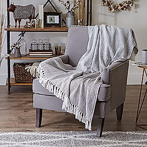DII Herringbone Striped Collection Cotton Throw Blanket, 50x60, Gray
