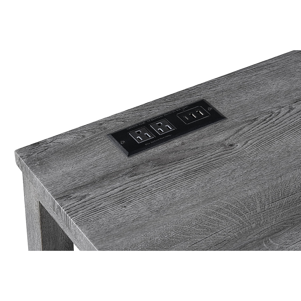 Knocbel Industrial 3-Person Counter Height Bar Table Set with Power Outlet, 4-Piece Dinette Set with Padded Seat Stools, Apartment Condo Small Space Pub Bistro Dining Furniture Set (Gray)