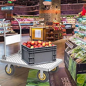 Folding Platform Trucks,Rolling Flatbed Cart Dolly for Easy Transportation Heavy Industrial Platform Hand Trucks, Garage Warehouse Moving Truck,Heavy Duty Platform Trolley with Rubber W(Size:60x40cm)