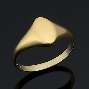 Kooljewelry 14k Yellow Gold 9.7 mm Marquise Signet Ring (size 5)
