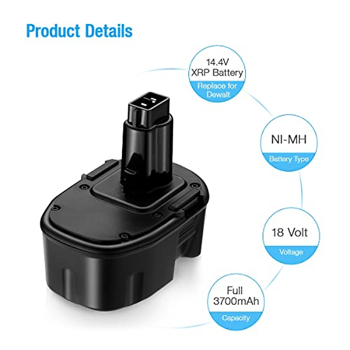 Powerextra 3.7Ah DC9091 Battery Compatible with Dewalt 14.4V XRP Battery DW9091 DW9094 DE9038 DE9091 DE9092 Cordless Power Tools(2 Pack)