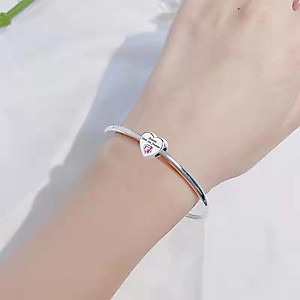 Chili Jewelry Granddaughter Pink Crystal Heart Love Charm Compatible With Pandora Charms Bracelets