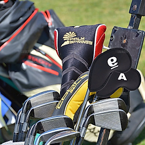 AUEAR, 11 Pack Golf Head Covers Black Neoprene Iron Putter Headcovers Set Fit All Brands