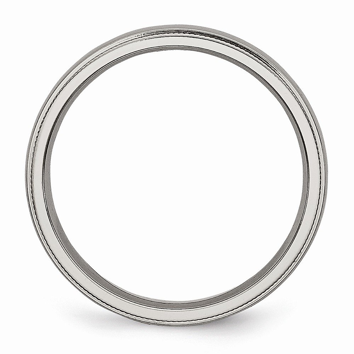 Sonia Jewels Size 5.5 - Titanium Grooved and Beaded Edge 4mm Polished Wedding Band