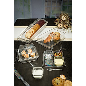 Clear Premium Acrylic Square Serving Tray with Lid (7.5" x 7.5" x 3.88", Pack of 6) - Perfect for Parties, Events, & Dining