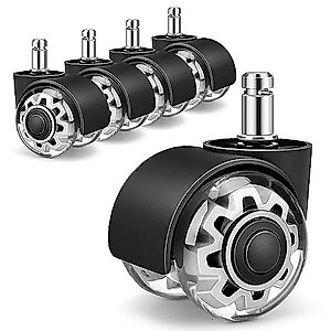 Office Chair Wheels,5 Pack (11x22 mm) Universal Caster Wheels Replacement for All Hardwood and Carpet Floors, Heavy Duty Roller Style Computer Desk Chair Casters