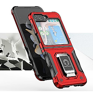 Phone case Compatible with Samsung Galaxy Z Flip 5 Case,Military Grade Drop Proof Protection Cover with 360° Rotation Kickstand Shockproof Dual-Layer Protection Phone Case Phone Protection (Color : V