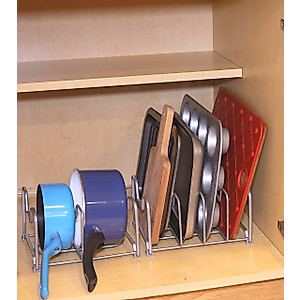 SimpleHouseware 2PK Kitchen Cabinet Pan and Pot Lid Organizer Rack, Total 6 Compartments, Silver