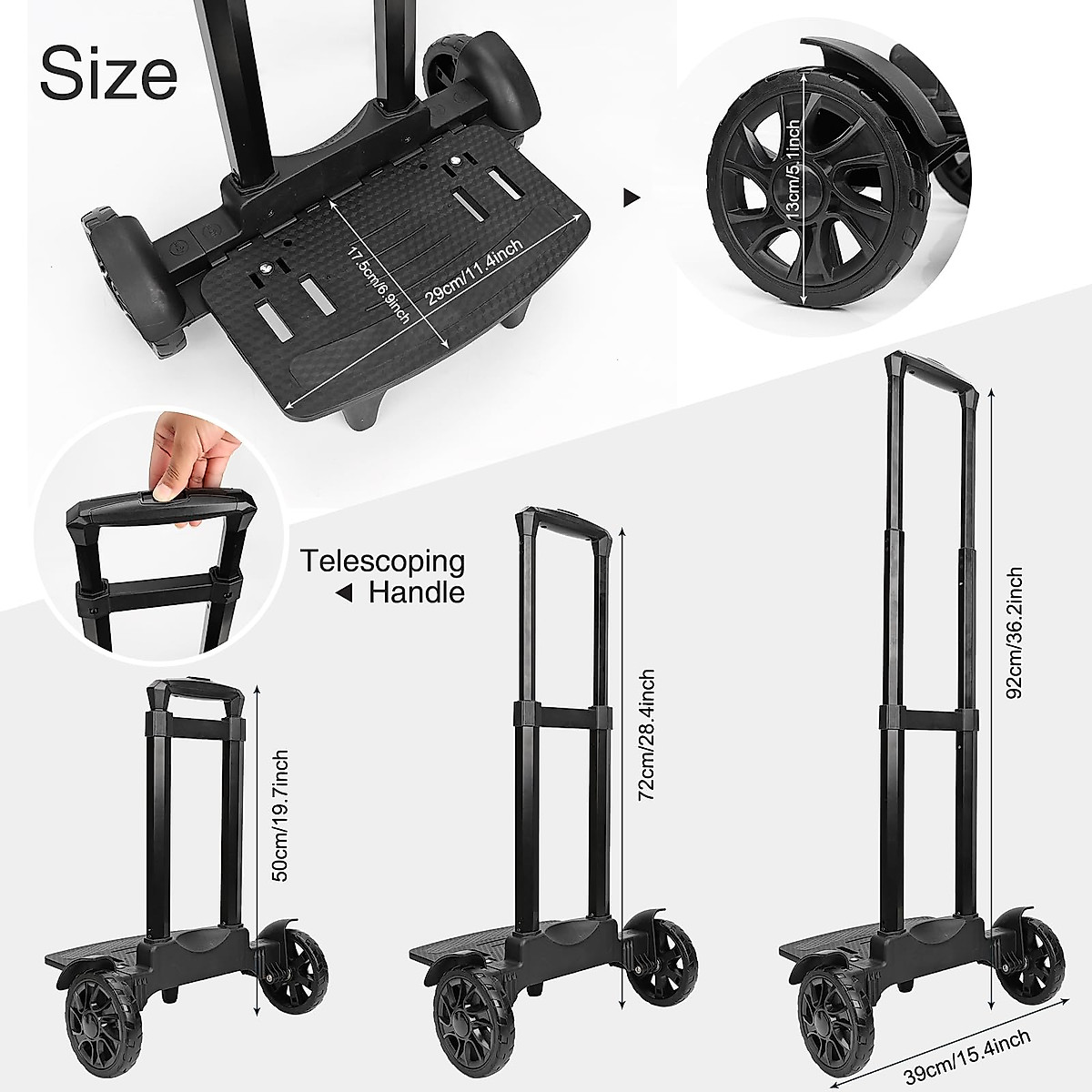 Relavel Folding Hand Truck, Lightweight Dolly Cart with 2 Big Wheels, Easier to Climb Stairs, Foldable Luggage Cart Perfect for Makeup Artists, Suitable for Moving Extra Large Makeup Case Backpack