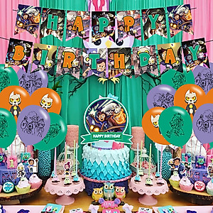 The Owl house Birthday Party Decorations, Owl house Cartoon Theme Party Supplies set with Happy Birthday Banner,Cake Cupcake Toppers,Balloons for Adults Party Favors