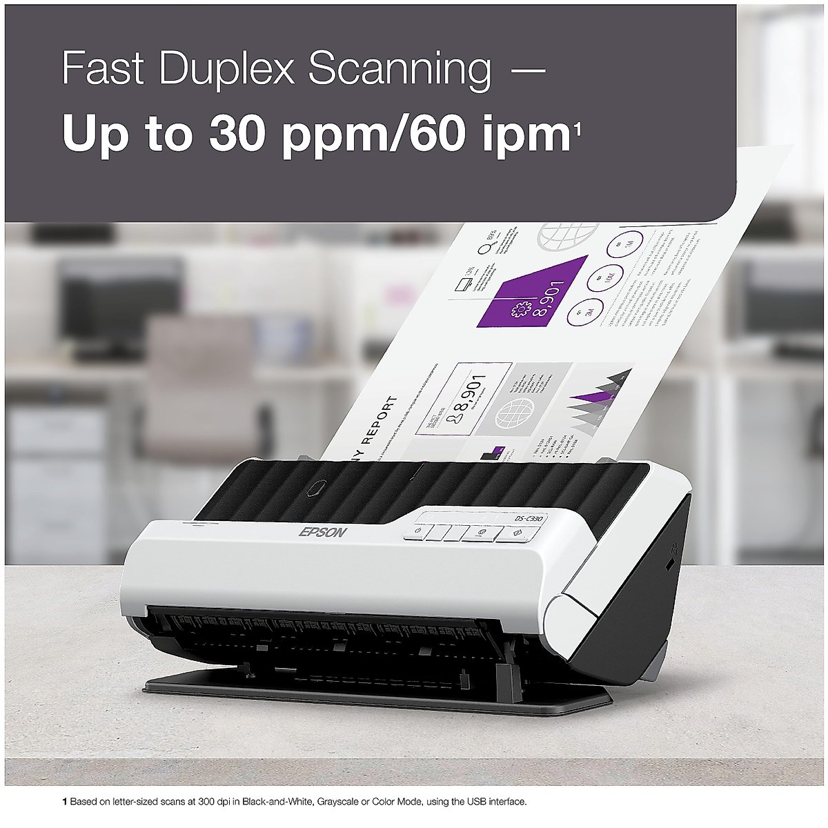 Epson DS-C330 Duplex Compact Desktop Document Scanner with Auto Document Feeder (ADF)