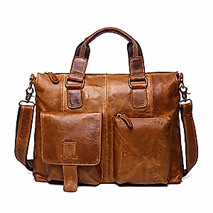 MXIAOXIA Men Handbags Vintage Laptop Briefcases Office Shoulder Bags Tote Male Crossbody Messenger Bags (Color : Crazy Horse Brown)