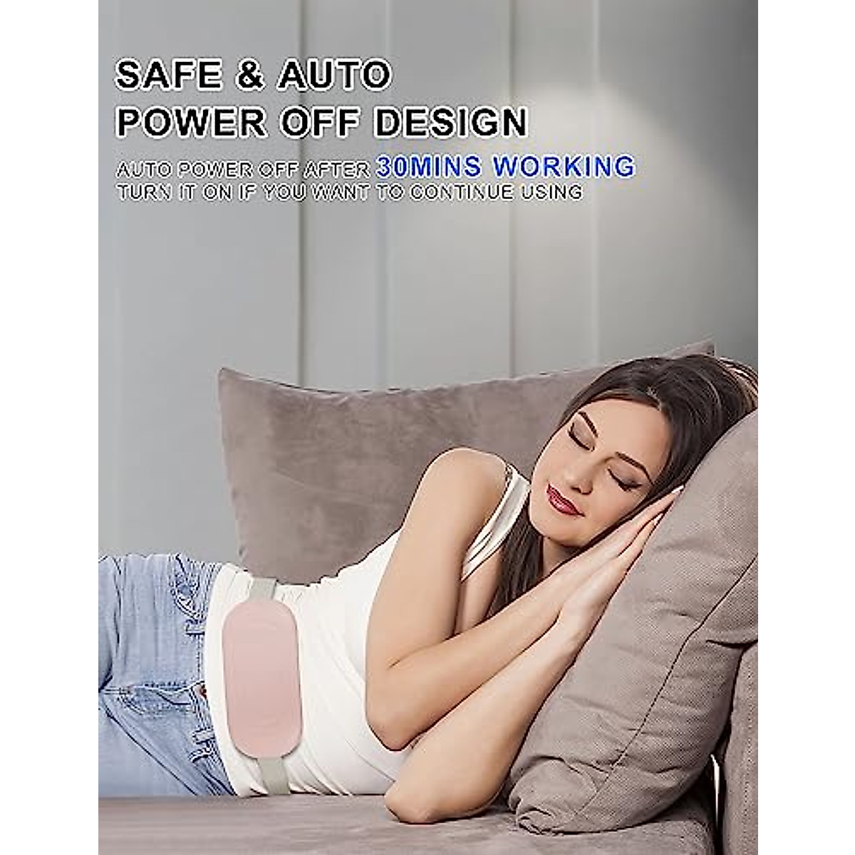 JZLUCKY Portable Heating Pads for Cramps, Fast Large Menstrual Heating Pads with 3 Heating Level and 3 Massage Mode, Cordless Heating Pads for Low Back,Belly Pain Relief Gift for Women Girl(Pink)