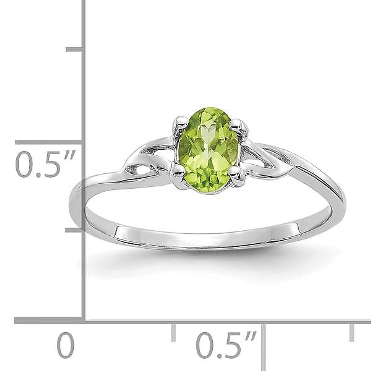IceCarats 14K White Gold Green Peridot Ring August Birthstone Jewelry Size 7.00