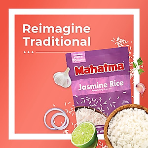Mahatma Ready to Heat Jasmine Rice, Precooked Rice, Microwaveable in 90 Seconds, Six 8.8-Ounce Bags
