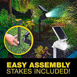 Bell+Howell Bionic Spotlight White Solar Outdoor Lights with Motion Sensor Super Bright 8 Bulb LED Lights Waterproof Landscape Security Lights for Patio Garden Solar Lights Outdoor As Seen On TV