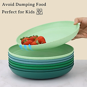 Wheat Straw Plates - 10 Inch Unbreakable Dinner Plates Set of 8 - Modern Dinnerware Dishes Dishwasher & Microwave Safe-Lightweight Plates for kitchen,camping (Forest Series)