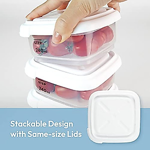 carrotez Stackable Food Storage Containers with Airtight lids, Meal Prep Containers, Portion Control Containers with labels, 16oz, Reusable, Pack of 2