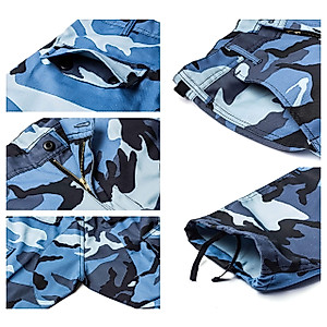 BACKBONE Mens Casual Street Fashion Camo Cargo Pants Army Combat Military BDU Pants Work Hunt Pants (Sky Blue Camo,Size 36)