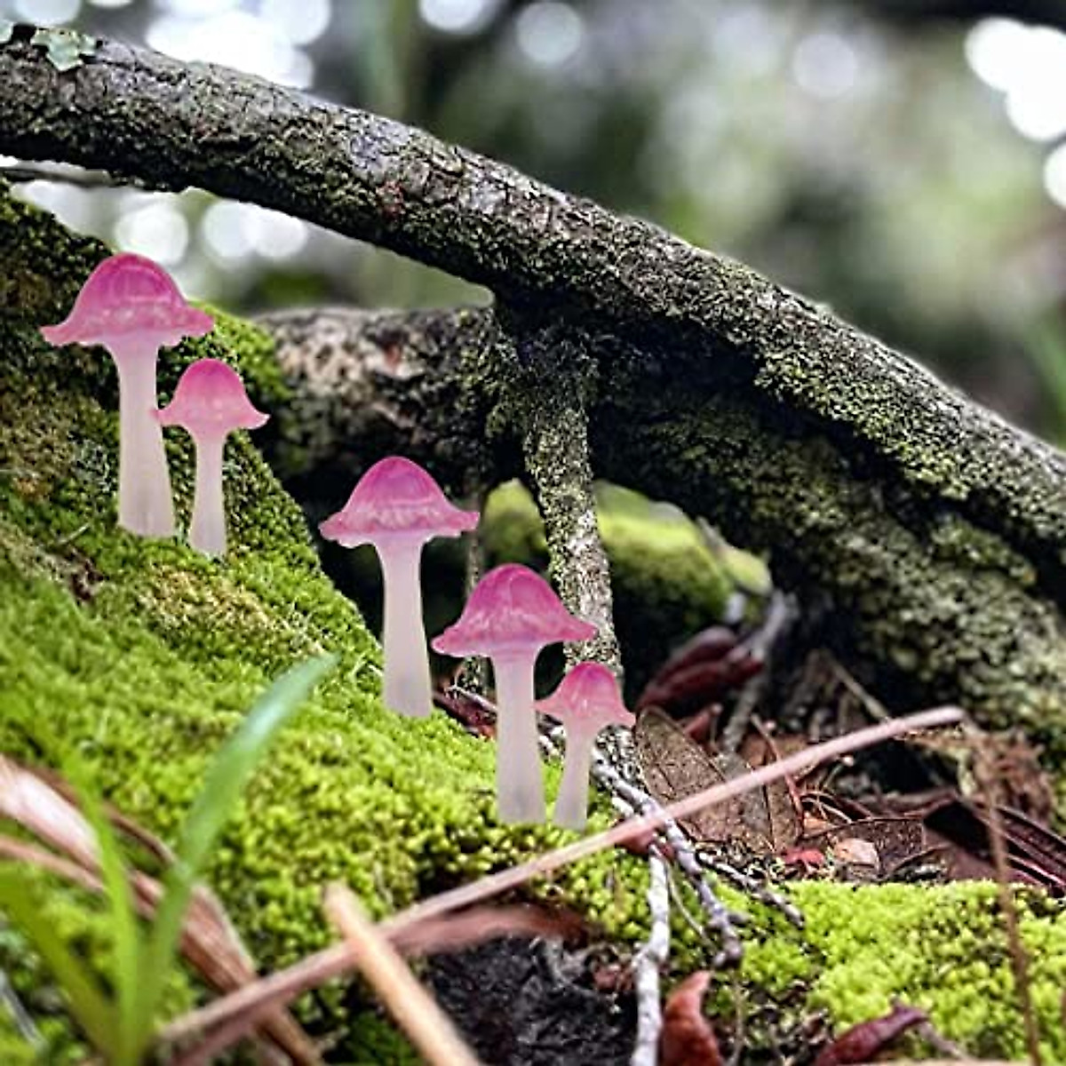coonoe Mini Mushrooms for Fairy Garden, Translucent Fairy Garden Mushrooms with Stakes for Terrarium, Potted Plant, Mini Mushroom Garden Decor, Crafted Cute Tiny Fairy Garden Accessories